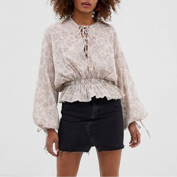 ASOS | Tops | Asos Paisley Lace Up Top | Poshmark